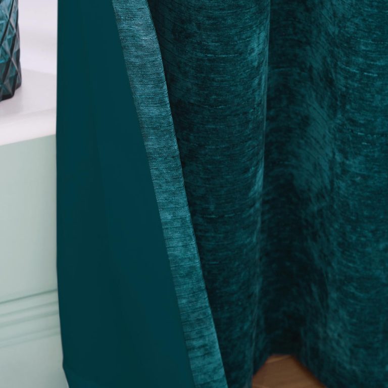 Selene Teal Chenille Curtains with Eyelets by Hyperion Interiors