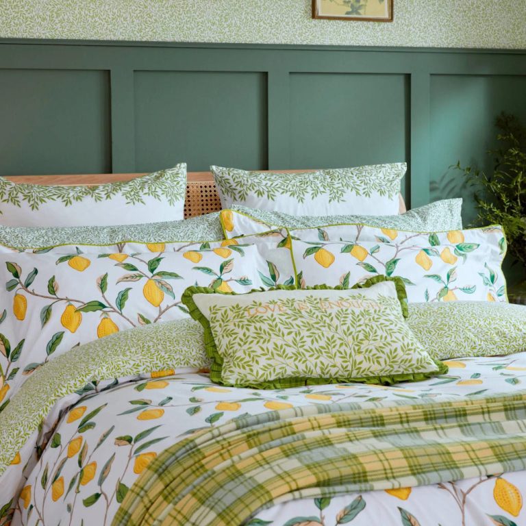Morris & Co Lemon Tree Bedding Range in Leaf Green