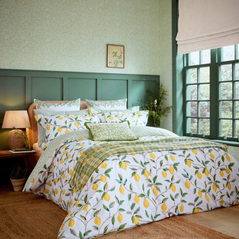 Morris & Co Lemon Tree Bedding Range in Leaf Green