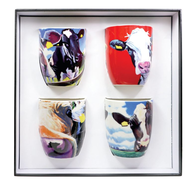 Eoin O'Connor 4 Mug Set Party Pack Cow Tipperrary Crystal